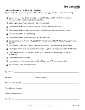 Fillable Online Individual Training Certification Checklist Fax Email ...