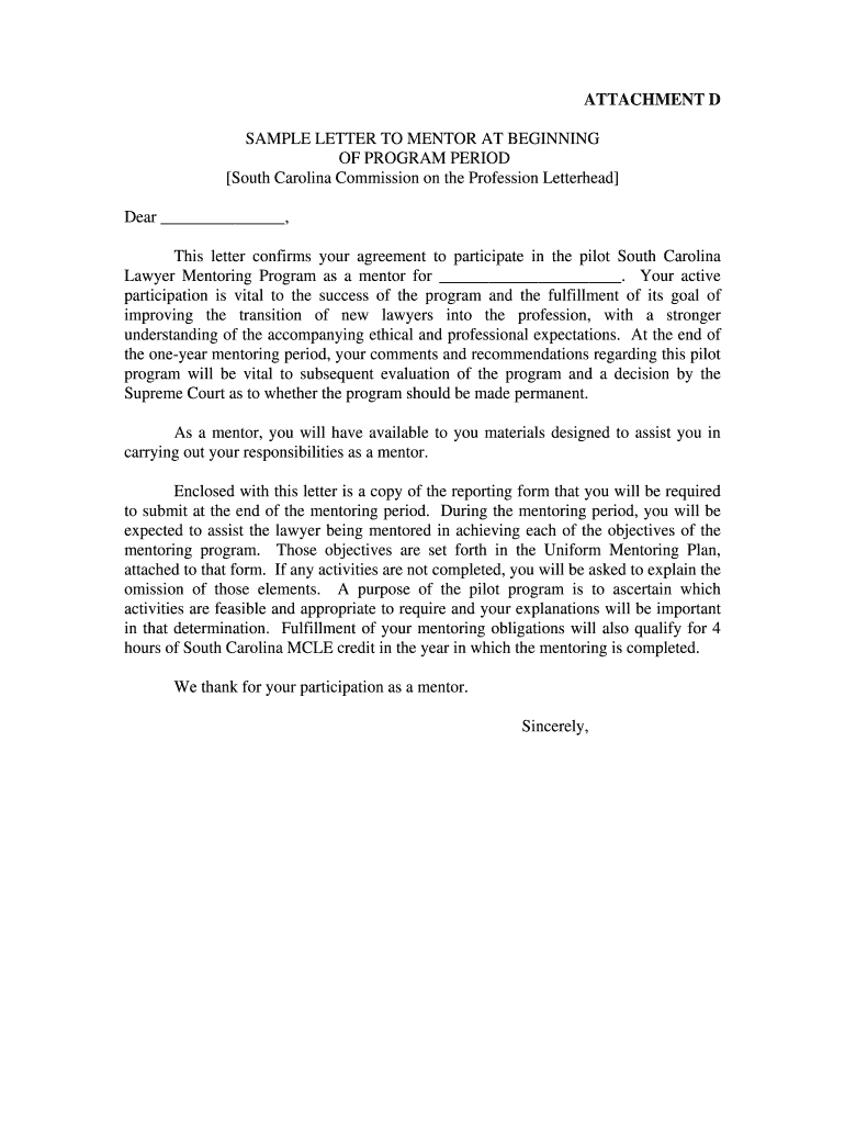 Fillable Online SAMPLE LETTER TO MENTOR AT BEGINNING Fax Email Print ...