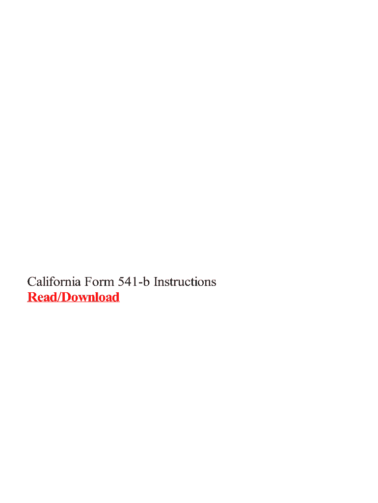 Fillable Online California Form 541-b Instructions Fax Email Print ...
