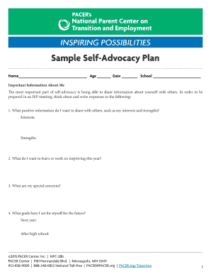 Fillable Online Sample Self-Advocacy Plan Fax Email Print - pdfFiller