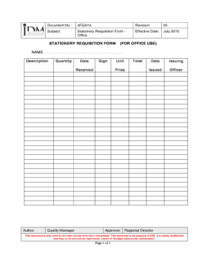 Fillable Online Stationery Requisition Form Office Fax Email Print ...