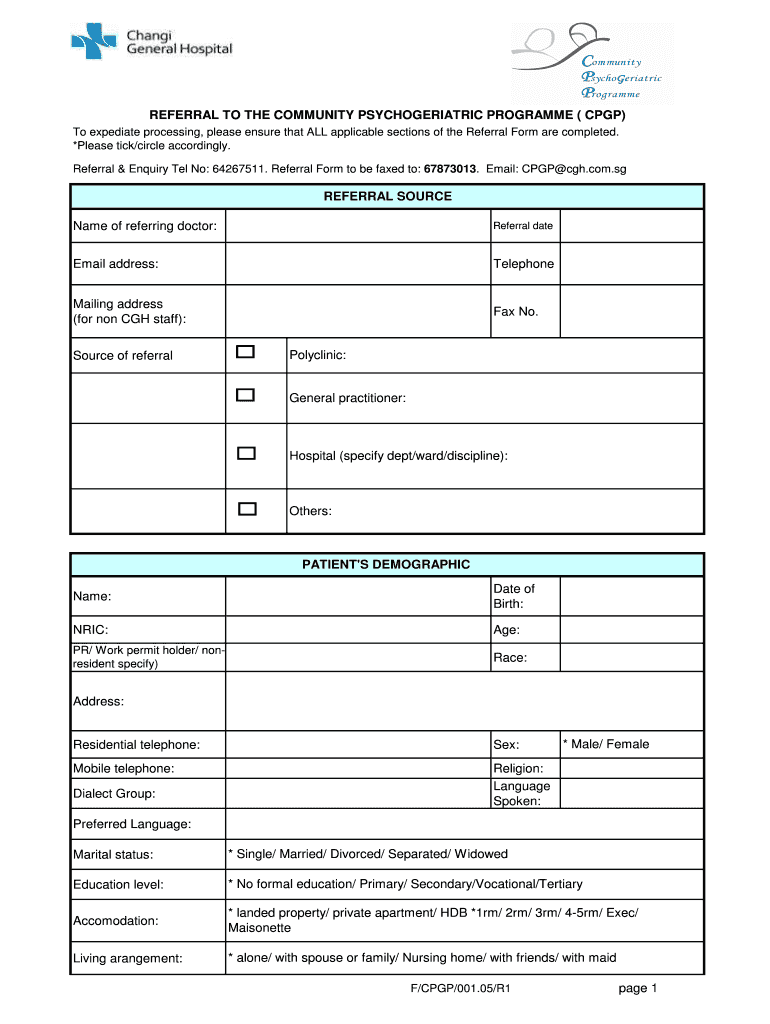 Fillable Online Revised 24.02.14 Template - 11.04.11 CPGP Referral Form ...
