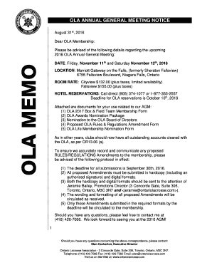 Fillable Online Dear OLA Membership: Fax Email Print - pdfFiller