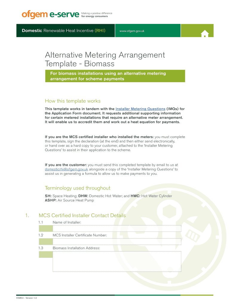 Fillable Online ofgem gov Alternative Metering Arrangement Template ...