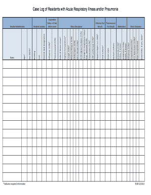 Fillable Online Case Log of Residents with Acute Respiratory Illness ...