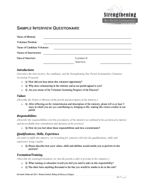 Fillable Online SAMPLE INTERVIEW QUESTIONAIRE Fax Email Print - pdfFiller