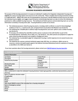 Fillable Online dbhds virginia HOUSING READINESS ASSESSMENT - Virginia ...