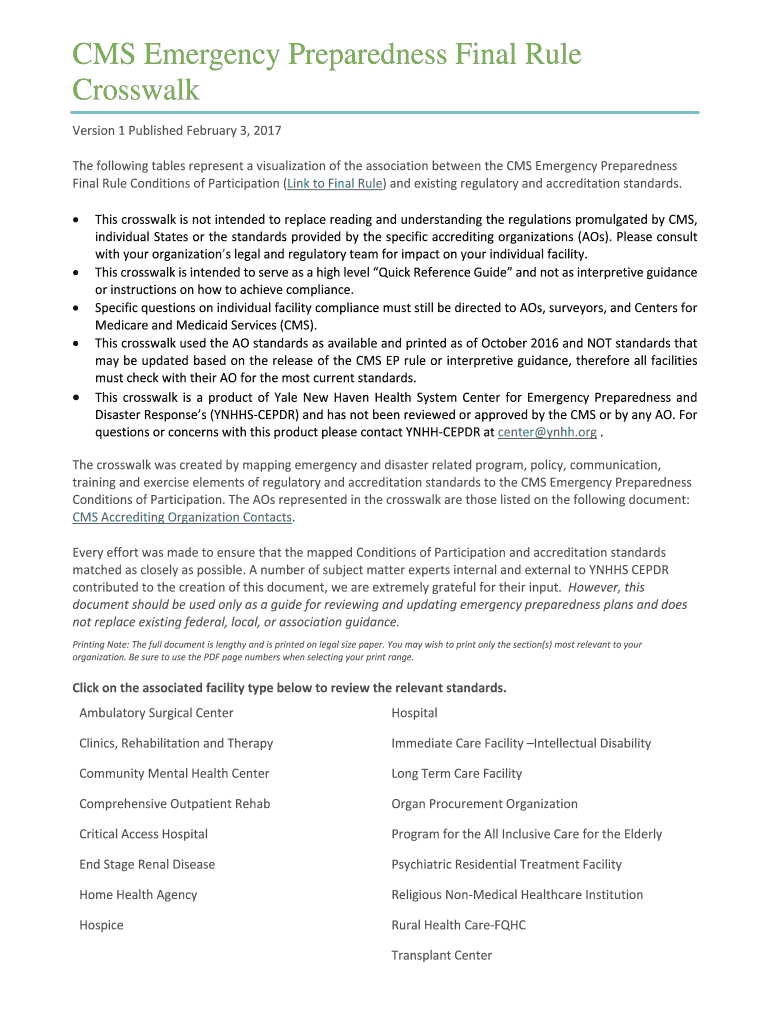 Fillable Online CMS Emergency Preparedness Final Rule Fax Email Print ...