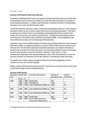 Fillable Online Summary of WHI National Death Index (NDI) data Fax ...