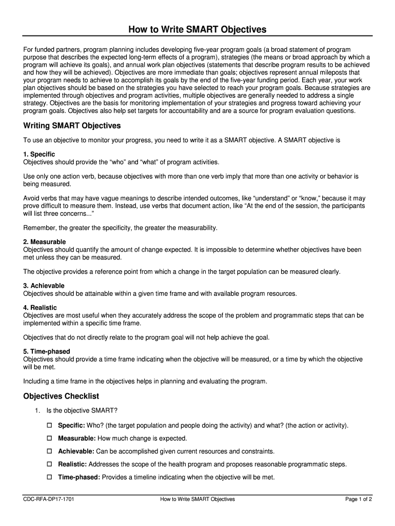 Fillable Online How To Write SMART Objectives Fax Email Print PdfFiller
