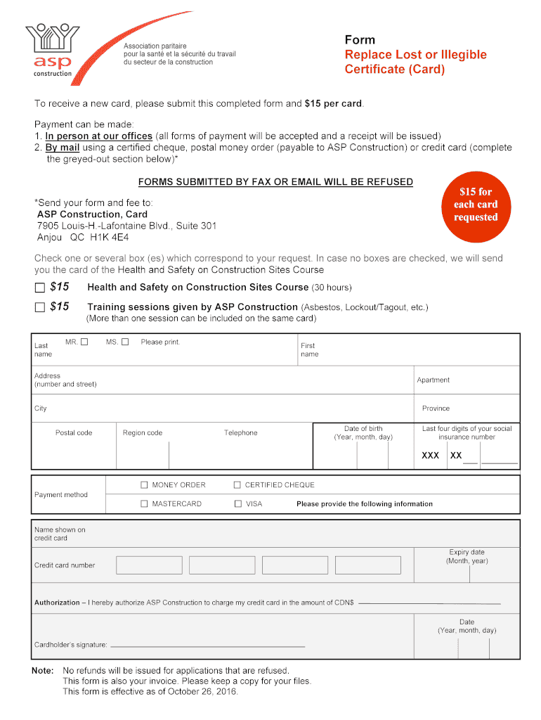 Fillable Online asp-construction Replace Lost or Illegible - asp ...