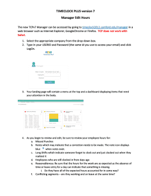 Fillable Online TIMECLOCK PLUS version 7 Fax Email Print - pdfFiller