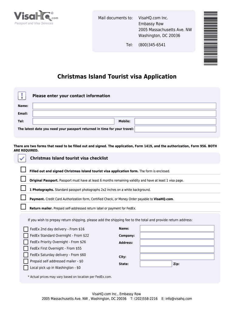 Fillable Online Christmas Island Tourist visa Application Fax Email ...