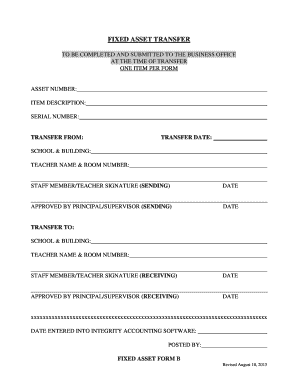 Fillable Online FIXED ASSET TRANSFER - nettletonschools.com Fax Email ...