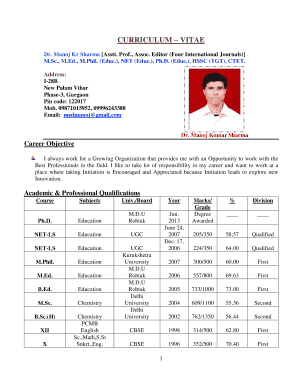 Fillable Online curriculum vitae - ARSEAM Fax Email Print - pdfFiller