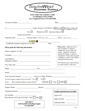 Fillable Online ONE-TIME USE CREDIT CARD AUTHORIZATION FORM Fax ...