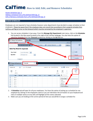 Fillable Online caltime berkeley Adding and removing a schedule ...