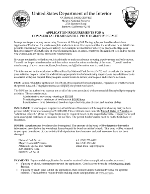 Fillable Online home nps COMMERCIAL FILMING/STILL PHOTOGRAPHY PERMIT ...