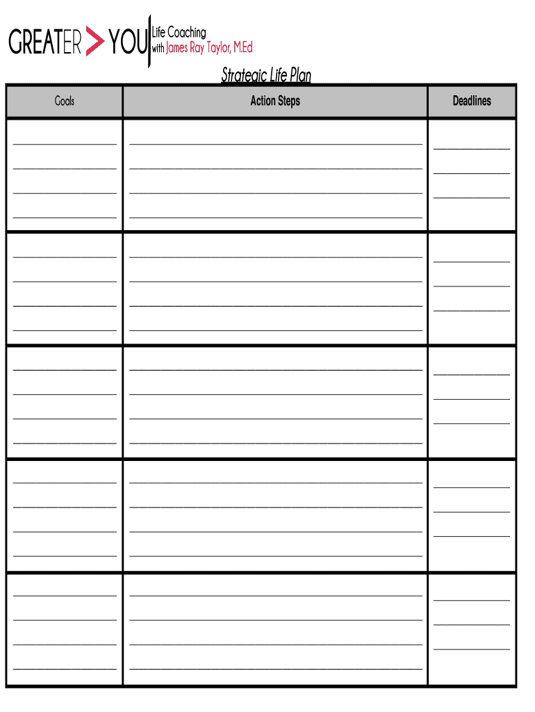 Fillable Online Strategic Life Plan WorkSheet Fax Email Print - pdfFiller