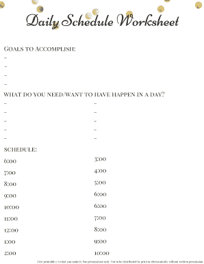 Fillable Online Daily Schedule Worksheet - What You Make It Fax Email ...