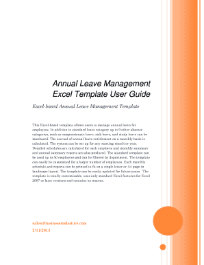 Fillable Online Annual Leave Management Excel Template User Guide ...