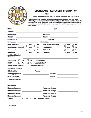 Fillable Online chathamemergencysquad Vial of Life Form - Chatham ...