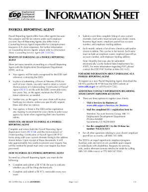 Fillable Online edd ca Info Sheet: Payroll Reporting Agent - EDD - edd ...