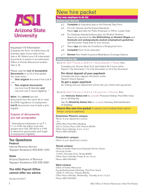 Fillable Online asu New hire packet - ASU Fax Email Print - pdfFiller