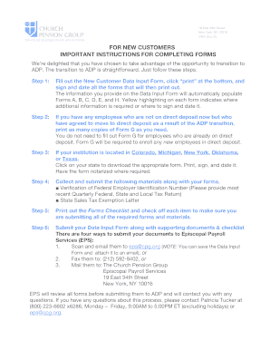 Fillable Online Instructions and Forms for New ADP Customers - cpg.org ...