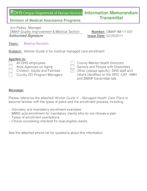 Fillable Online oregon DMAP IM 11-020. Worker Guide V for medical ...