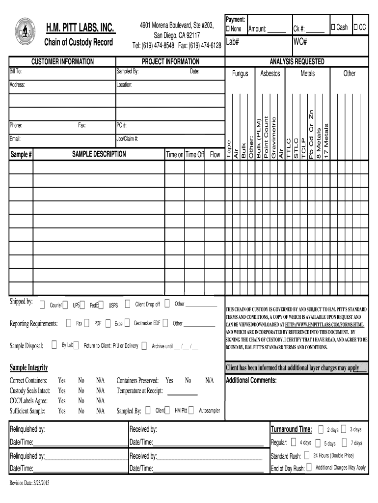 Fillable Online COC - Revised 3-23-15.xls Fax Email Print - pdfFiller