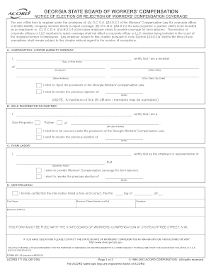Fillable Online GEORGIA STATE BOARD OF WORKERS COMPENSATION NOTICE OF ...
