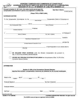 Fillable Online WORKERS ' COMPENSATION COMMISSION OF CONNECTICUT ...