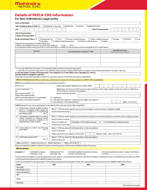 Fillable Online FILE FATCA & CRS Form for Non-Individuals - Mahindra ...