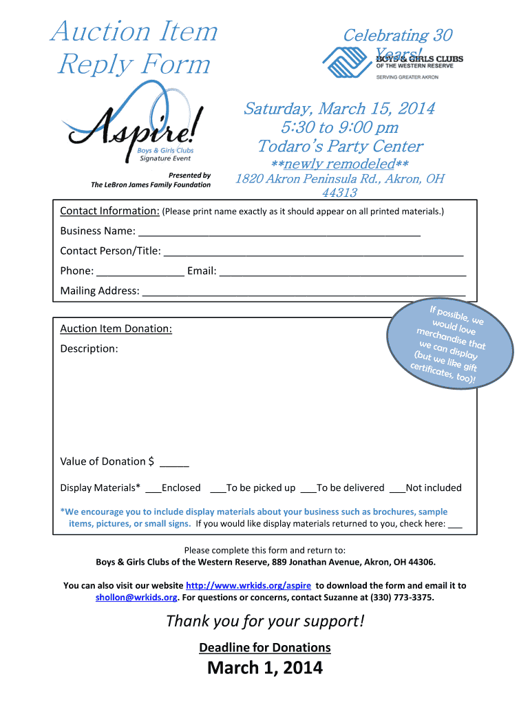 Fillable Online wrkids Reply Form Years! - wrkids.org Fax Email Print ...