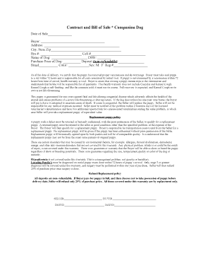 Fillable Online Contract and Bill of Sale * Companion Dog Fax Email ...