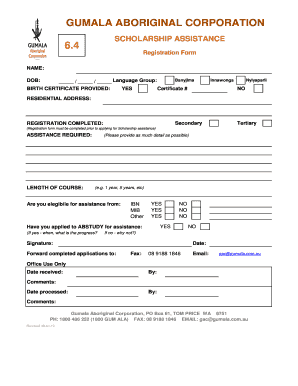 Fillable Online GUMALA ABORIGINAL CORPORATION - gumala.com.au Fax Email ...