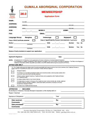 Fillable Online gumala aboriginal corporation forms Fax Email Print ...