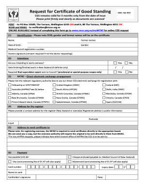Fillable Online mcnz Request for Certificate of Good Standing - Medical ...
