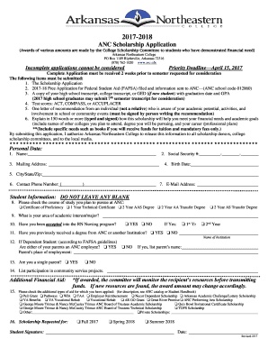 Anc Scholarship - Fill Online, Printable, Fillable, Blank | pdfFiller