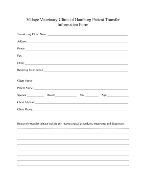 Fillable Online Patient Transfer Form- ER Fax Email Print - pdfFiller