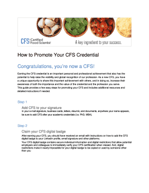 Fillable Online How to Promote Your CFS Credential Fax Email Print ...