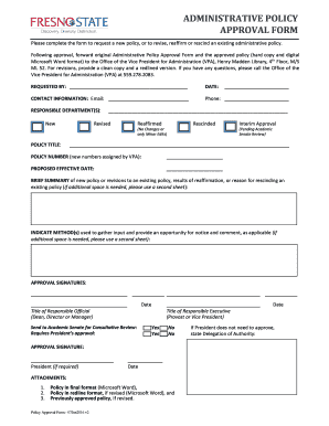 Fillable Online fresnostate Policy Approval Form. Policy Approval Form ...