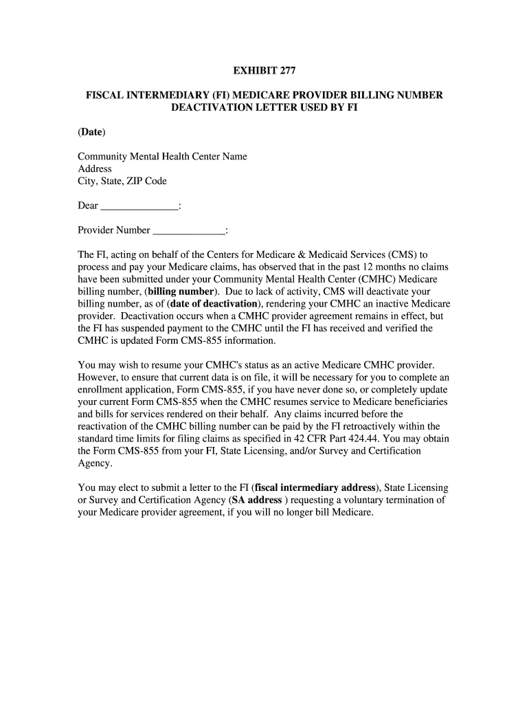 Fillable Online cms SOM - Exhibit 277. Fiscal Intermediary (FI ...