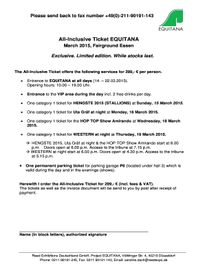 Fillable Online Bestellformular All Inclusive Ticket e Fax Email Print ...