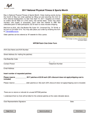 Fillable Online ava 2012 National Physical Fitness & Sports Month Fax ...