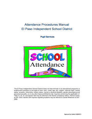 Fillable Online Attendance Procedures Manual El Paso Independent School ...
