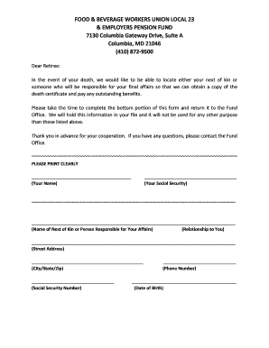 Food And Beverage Workers Union Local 23 - Fill Online, Printable ...