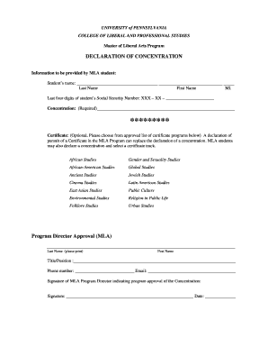 Fillable Online sas upenn MLA Concentration Declaration Form (PDF ...