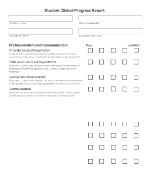 Fillable Online Student Clinical Progress Report - Florida School of ...